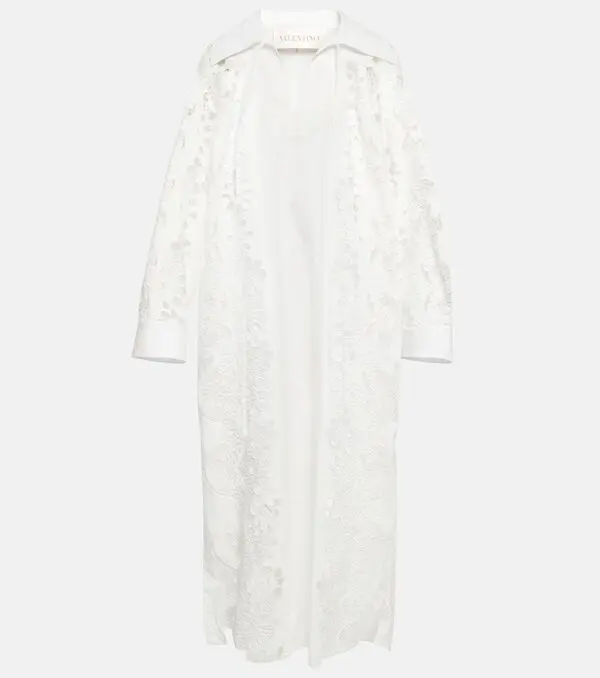 Valentino Garavani Embroidered Cotton Midi Dress - White