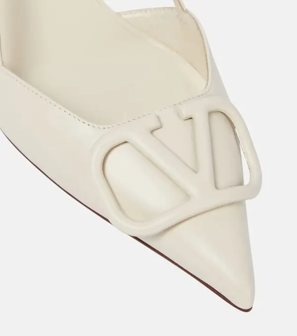 Valentino Garavani Vlogo Leather Slingback Pumps - White