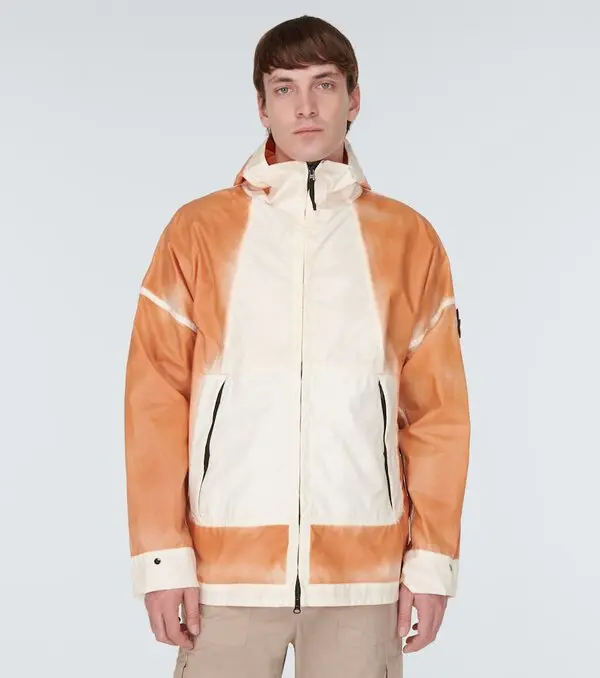 Stone Island Hand-Sprayed Mussola Gommata Jacket In Orange - 30