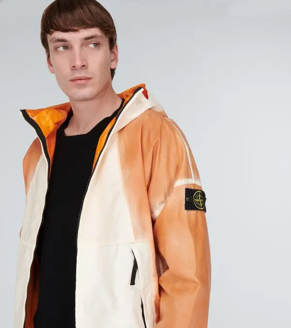 Stone Island Hand-Sprayed Mussola Gommata Jacket In Orange - 30