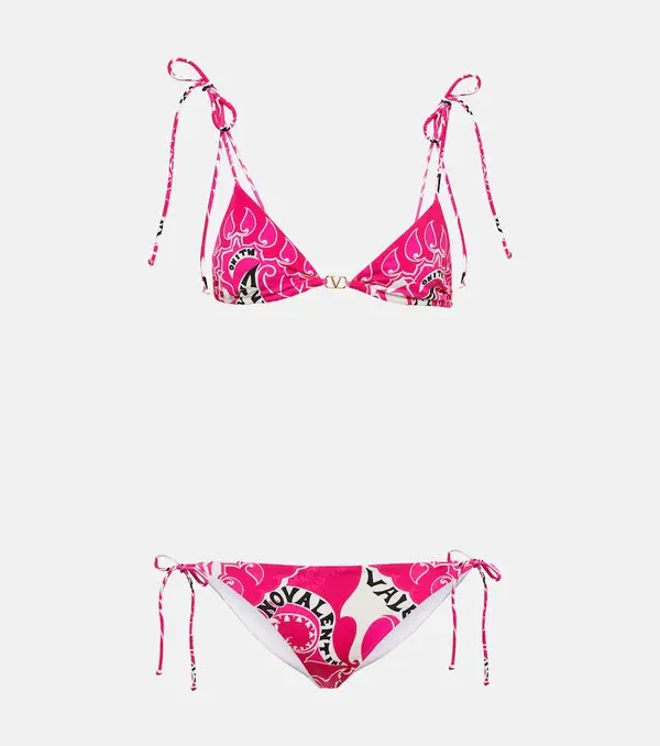 Valentino Garavani Printed Triangle Bikini - Pink