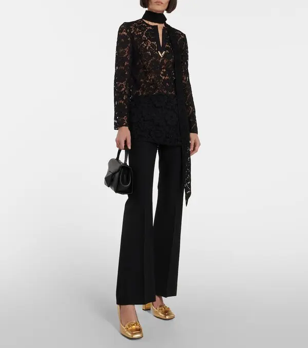 Valentino Garavani Guipure Lace Tie-neck Top