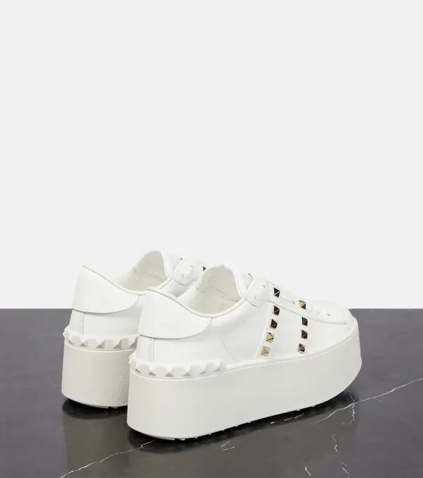 Valentino Garavani Rockstud Untitled Leather Platform Sneakers - White