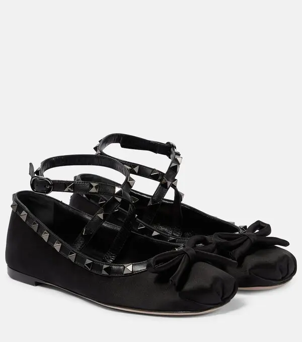 Valentino Garavani Rockstud Ballerina Shoes Black 30% Off