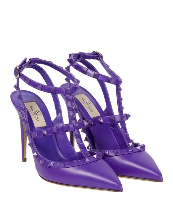 Valentino Garavani Rockstud 105 Leather Pumps - Purple