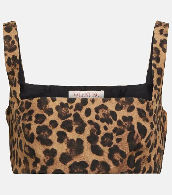 Valentino Garavani Crêpe Couture Leopard-print Crop Top