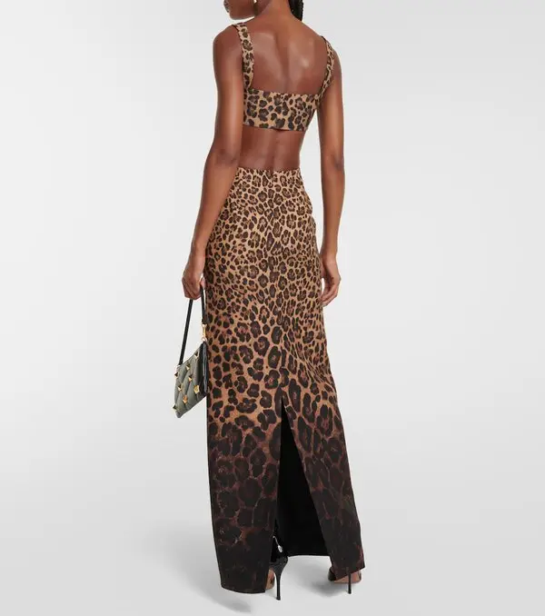 Valentino Garavani Crêpe Couture Leopard-print Crop Top