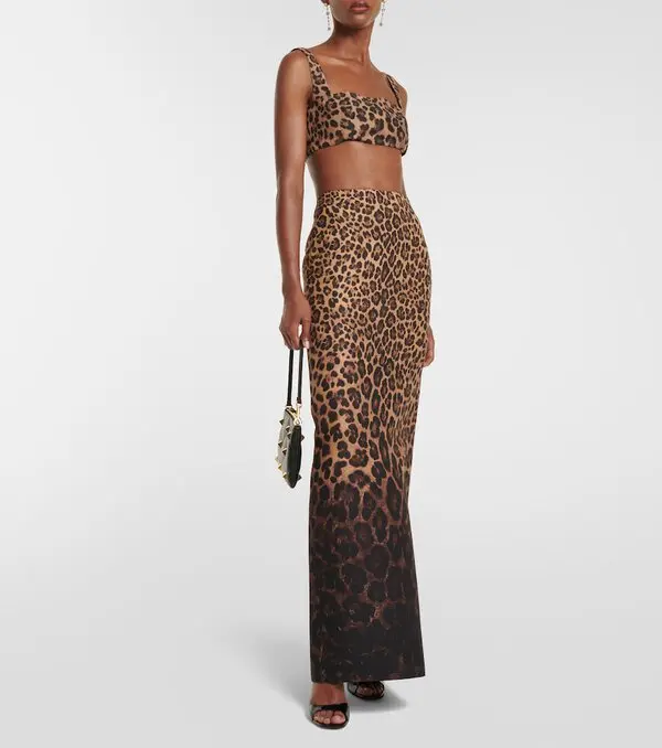 Valentino Garavani Crêpe Couture Leopard-print Crop Top
