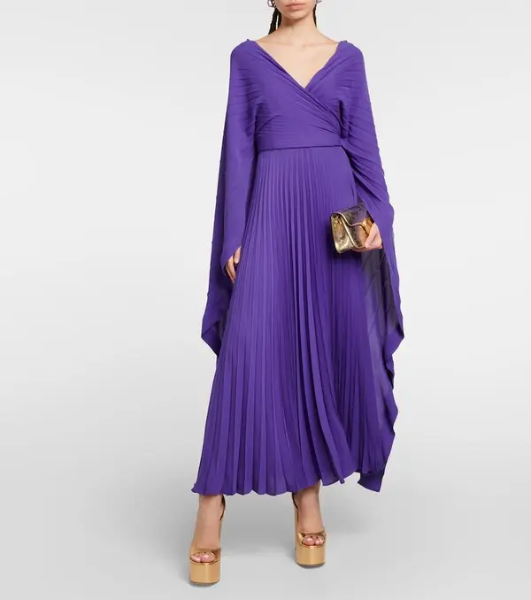 Valentino Garavani Pleated Silk Gown - Blue