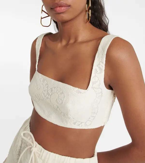 Valentino Garavani Embroidered Cotton-blend Bralette