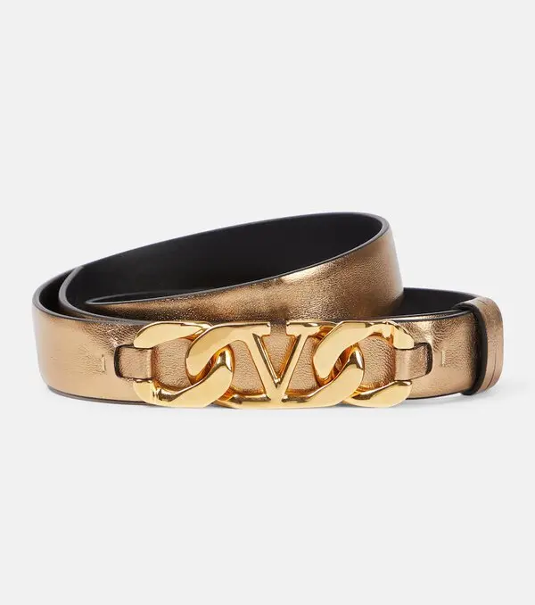 Valentino Garavani Vlogo Chain Leather Belt In Metallic - 30  display picture 3