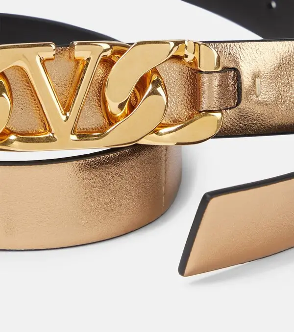 Valentino Garavani Vlogo Chain Leather Belt In Metallic - 30  display picture 1