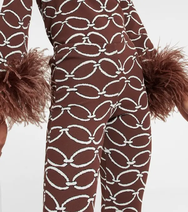 Valentino Garavani Feather-trimmed Printed Pants