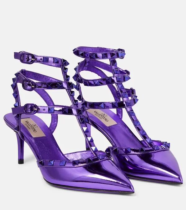 Valentino Garavani Rockstud Patent Leather Pumps - Purple