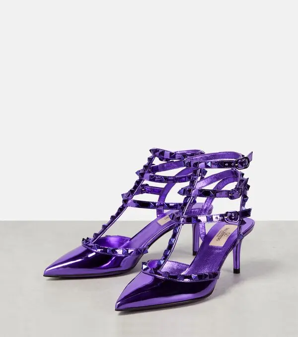 Valentino Garavani Rockstud Patent Leather Pumps - Purple