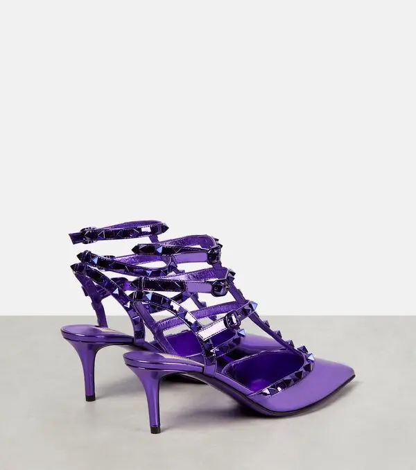 Valentino Garavani Rockstud Patent Leather Pumps - Purple