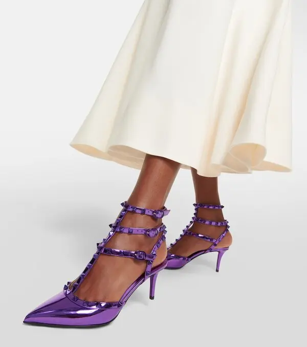 Valentino Garavani Rockstud Patent Leather Pumps - Purple