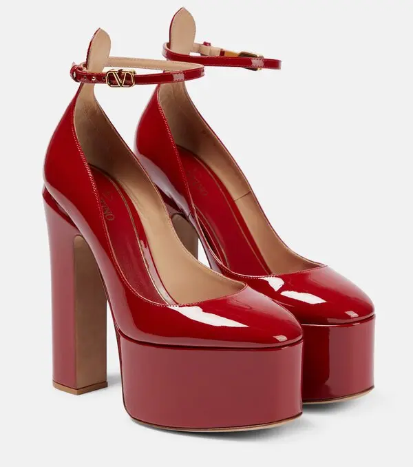 Valentino Garavani Tan-Go Platform Pumps In Red 30% Off