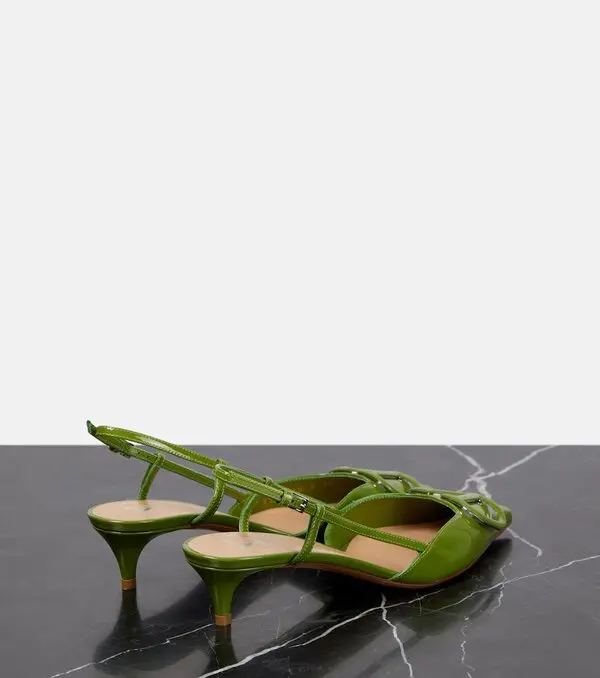 Valentino Garavani Vlogo Patent Leather Slingback Pumps - Green
