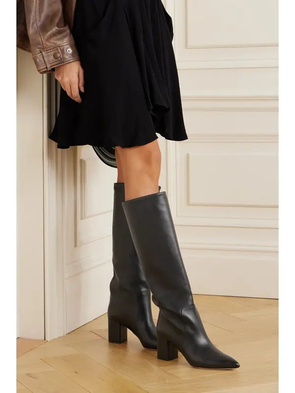 Paris Texas Anja 70 Leather Knee Boots - Black