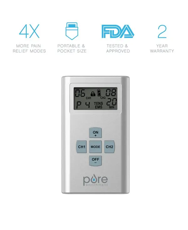 PURE ENRICHMENT Purepulse Pro Advanced Dual Channel Tens Electronic Pulse Stimulator