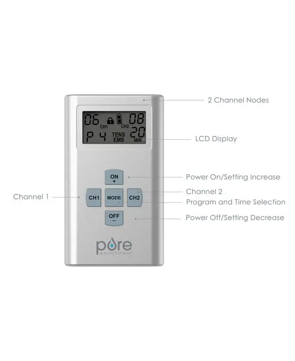 PURE ENRICHMENT Purepulse Pro Advanced Dual Channel Tens Electronic Pulse Stimulator
