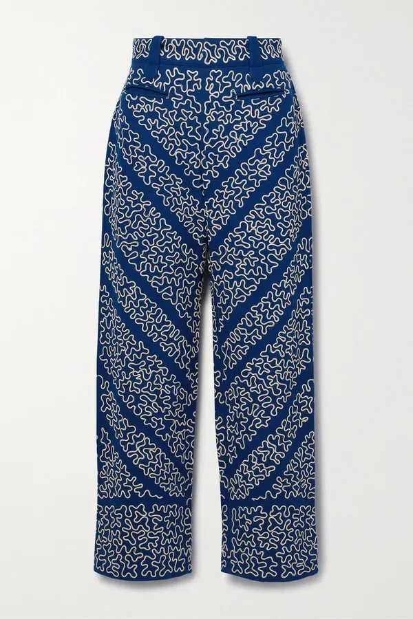BODE Bombora Embroidered Wool-blend Pants