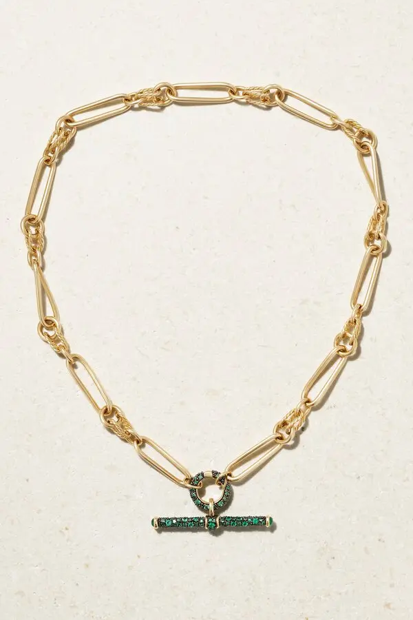 LUCY DELIUS Twisted Link 14-karat Emerald Necklace - Gold