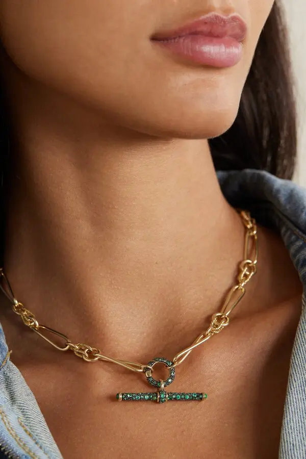 LUCY DELIUS Twisted Link 14-karat Emerald Necklace
