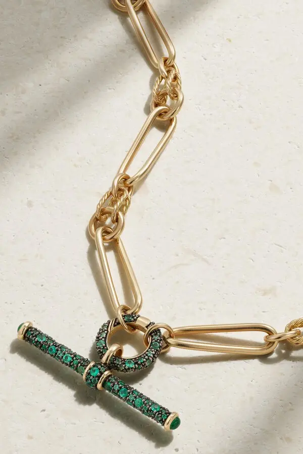 LUCY DELIUS Twisted Link 14-karat Emerald Necklace