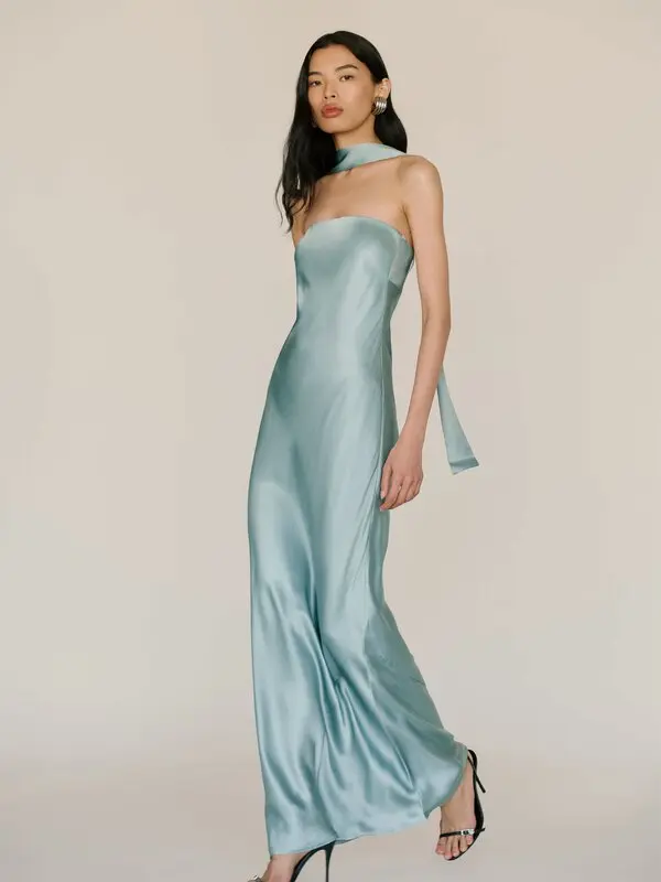 REFORMATION Oren Silk Midi Dress - Blue
