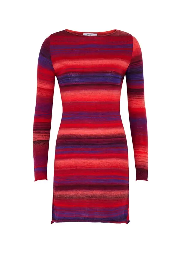 gimaguas knit dress Cezza Striped Knitted Mini - Burgundy Folded