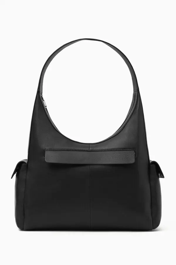 Cos Pocket Shoulder Bag Leather - Black | Editorialist