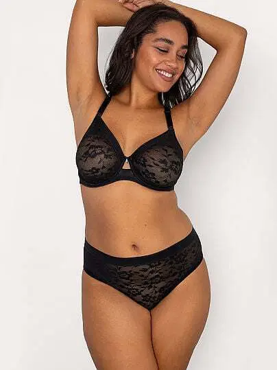 Victoria's Secret Curvy Couture Smooth Lace High Cut Brief - Black