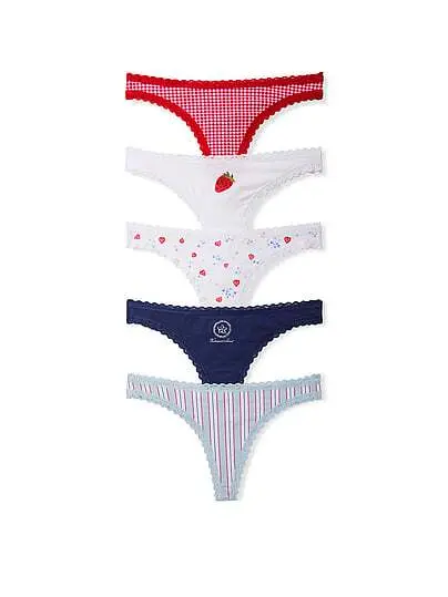 Victoria's Secret 7-pack Days Of The Week Lace-trim Thong Panties - Print