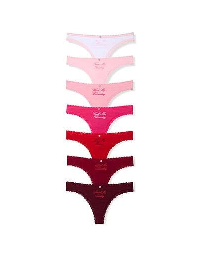 Victoria's Secret 5-pack Cotton Lace-trim Thong Panties - Print