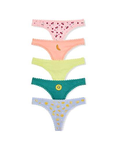 Victoria's Secret 7-pack Days Of The Week Lace-trim Thong Panties - Print