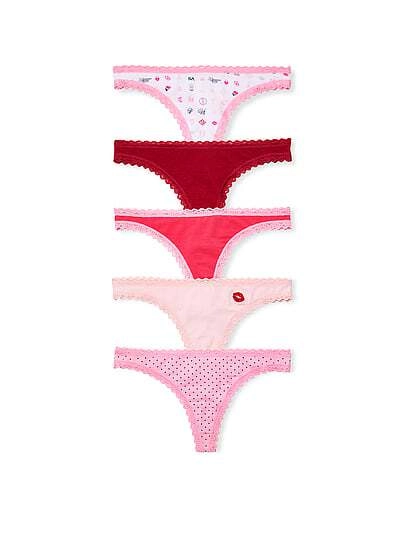 Victoria's Secret 7-pack Days Of The Week Lace-trim Thong Panties - Print