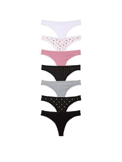 Victoria's Secret 7-pack Lace-trim Thong Panties - Print