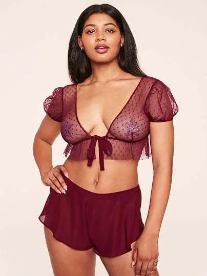 Victoria's Secret Adore Me Lindy Crop Top And Shorts Cami Set - Red