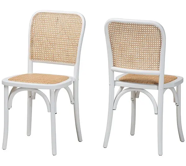 BAXTON STUDIO Neah Wood And Rattan Dining Chair Set Of 2 - One-color