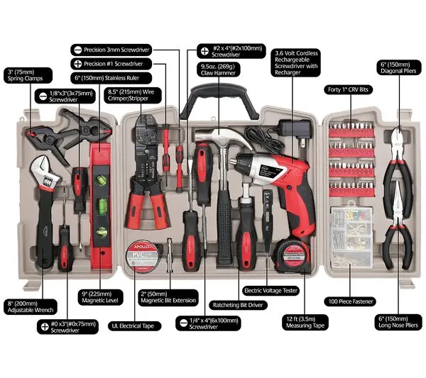 APOLLO 161-piece Cordless Screwdriver Tool Kit
