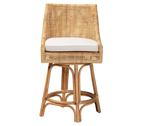 BAXTON STUDIO Bella Natural Brown Rattan Counte R Stool