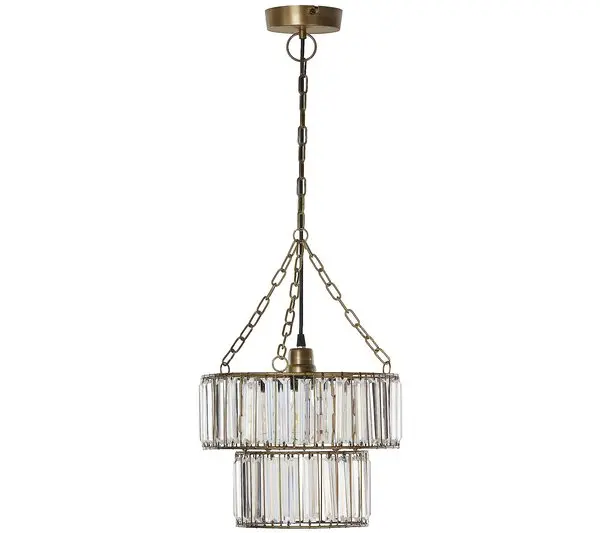 RIVER OF GOODS 12'w 1-light Constance Glass And Metal Pendant - One-color