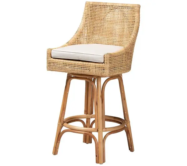 BAXTON STUDIO Bella Natural Brown Rattan Bar St Ool - One-color