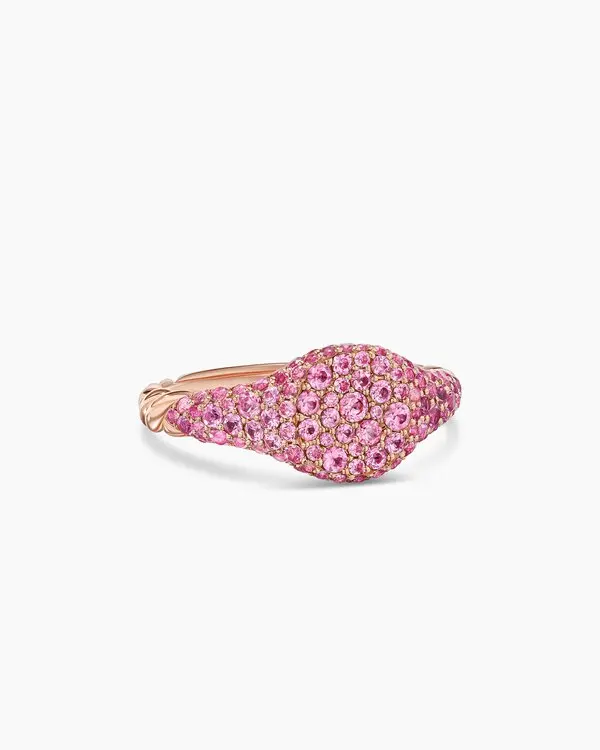 David Yurman 18k Rose Gold Pinky Ring With Pink Sapphires - Pink Sapphire