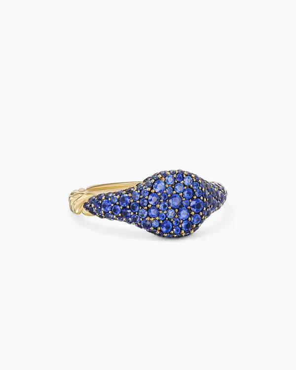 David Yurman Petite Pavé Pinky Ring In 18k Yellow Gold With Emeralds - Sapphire