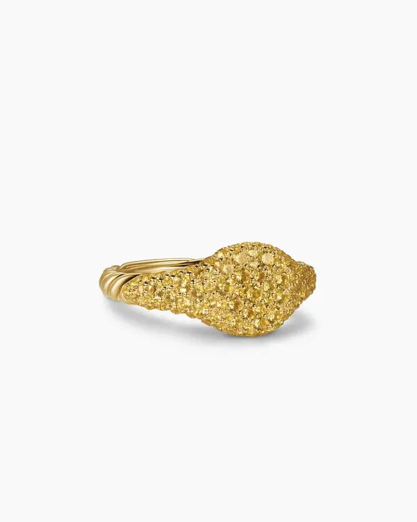 David Yurman Petite Pavé Pinky Ring In 18k Yellow Gold With Emeralds - Yellow Sapphire
