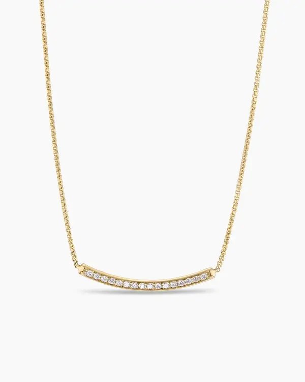 David Yurman 18k Yellow Gold Pavé Bar Necklace - Diamond