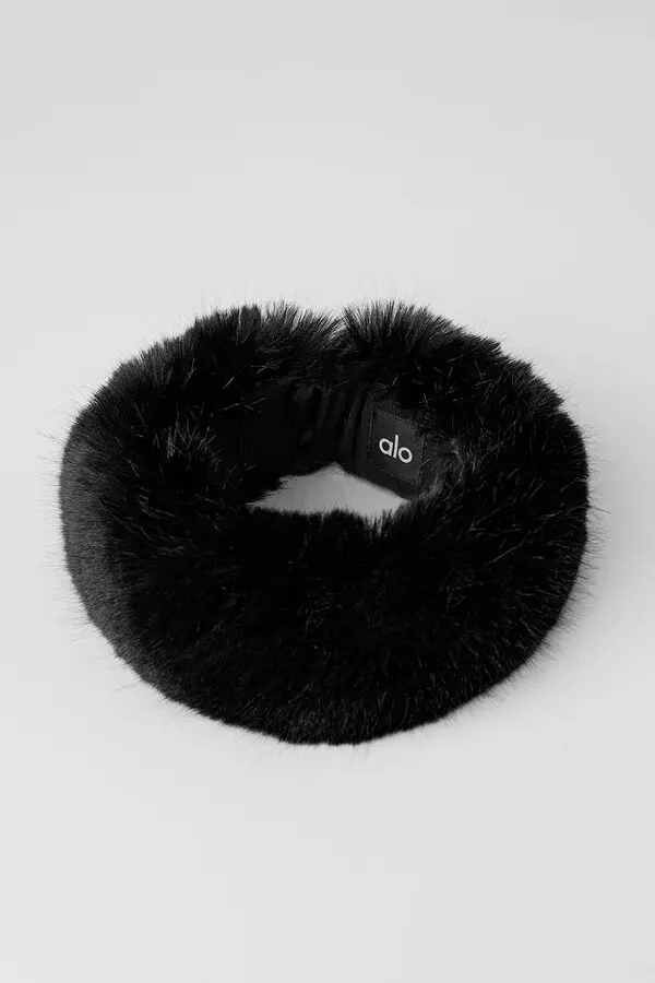 Alo Yoga Opulent Faux Fur Wintersun Headband - Black